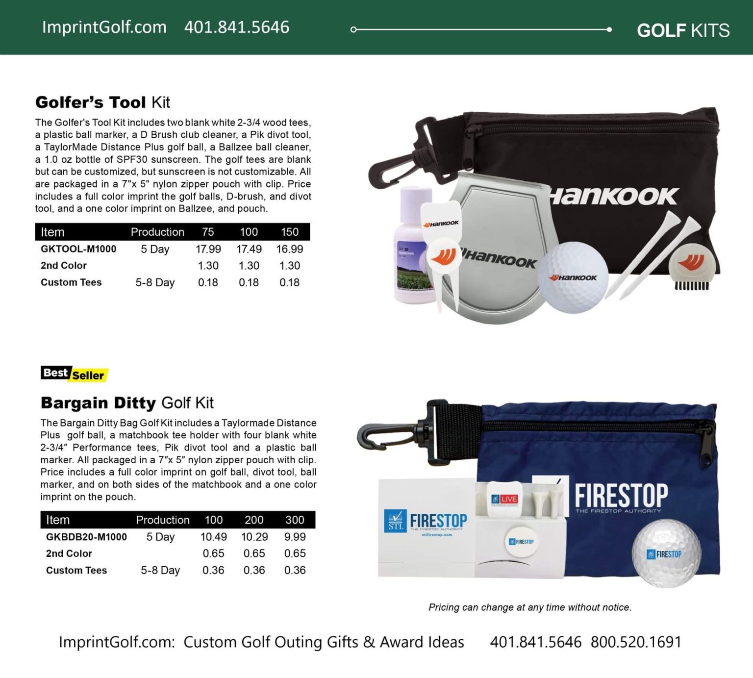 Budget Low Cost Custom Golf Kits Packs Pouches - imprintgolf